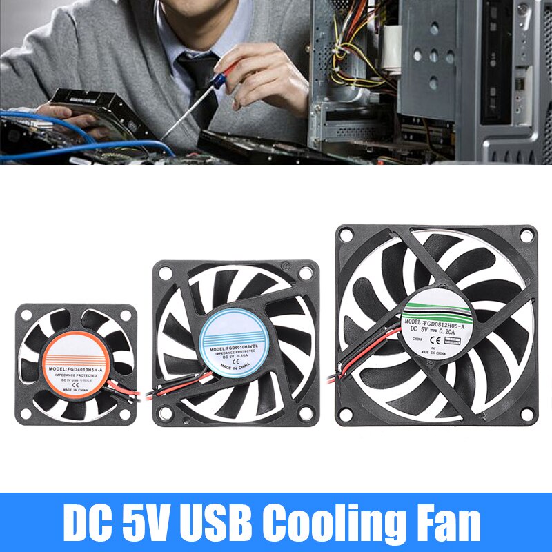 DC 5V USB Brushless Sleeve Bearing Fen Computer PC Silent Cooler ...