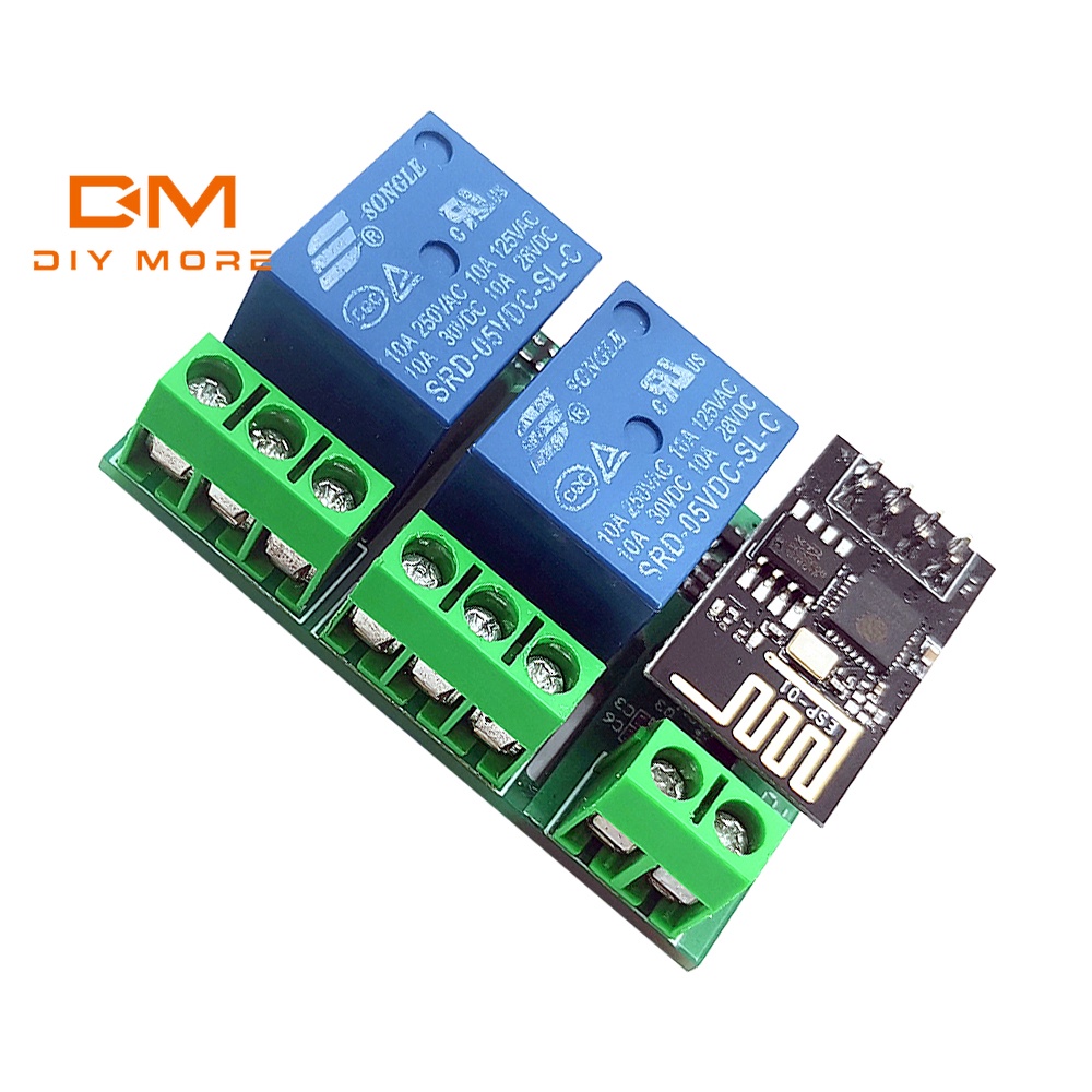 Módulo De Relé Smart Sem Fio De 5V Dual Channel DIYMORE ESP8266 ESP-01/01S DC 5V | Shopee Brasil