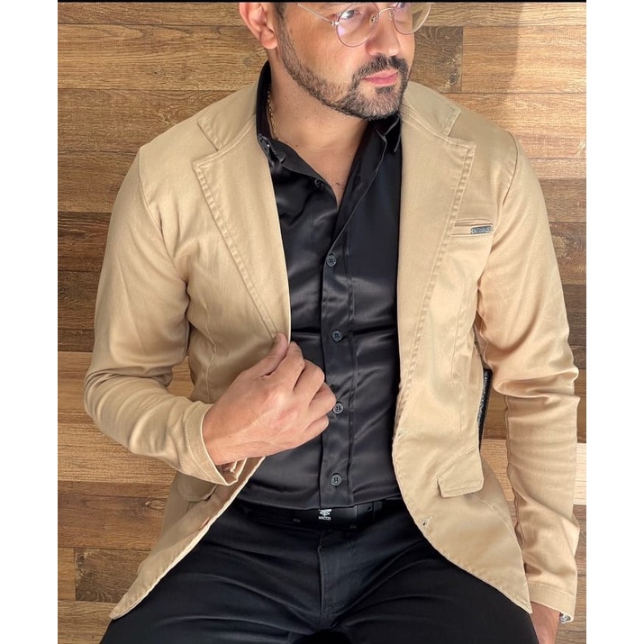 Blazer Slim Fit Masculino com Elastano esporte fino | Shopee Brasil