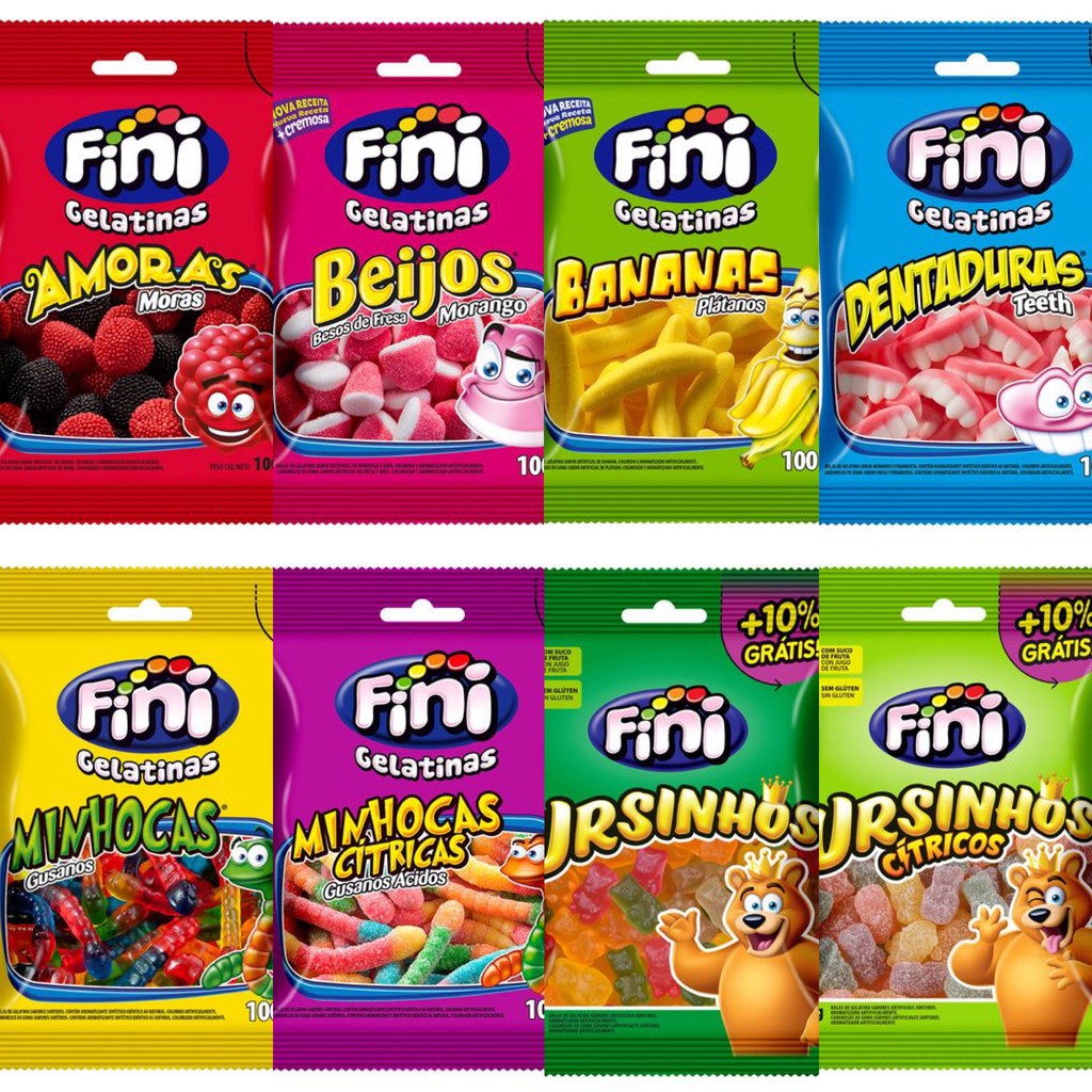 Balas Fini 90g Diversas Fini Beijo Fini Minhoca Fini Amora Fini Banana ...