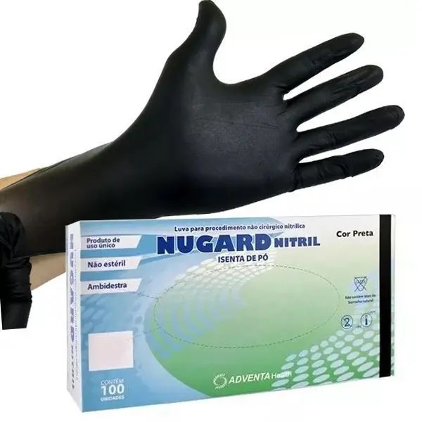 Luva Nitrílica Black Preta Caixa 100 Unidades PP P M e G | Shopee Brasil