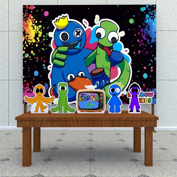 Festa Aniversário Rainbow Friends Decoração Cenários Kit Prata | Shopee ...