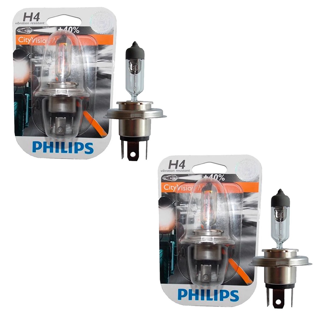 Par Lampada Farol Philips City Vision H4 35/35w 12v 40+ Mais Forte ...