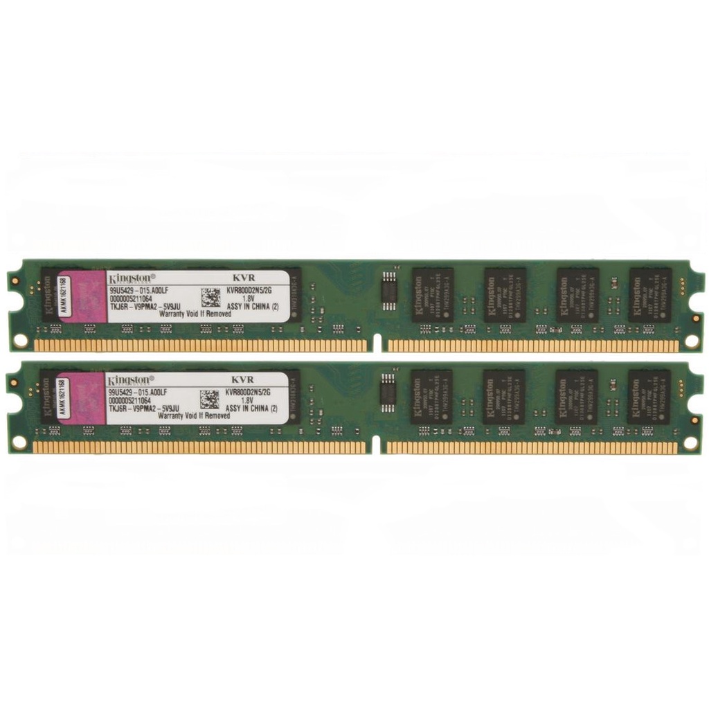 Kit 2 Memória Ram Kingston 2gb ddr2 800mhz Pc2-6400 Total 4gb Intel e ...