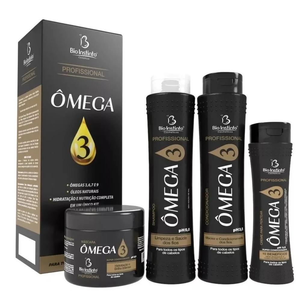 Kit Capilar Profissional Ômega 3 de 4 Itens - Bio Instinto | Shopee Brasil