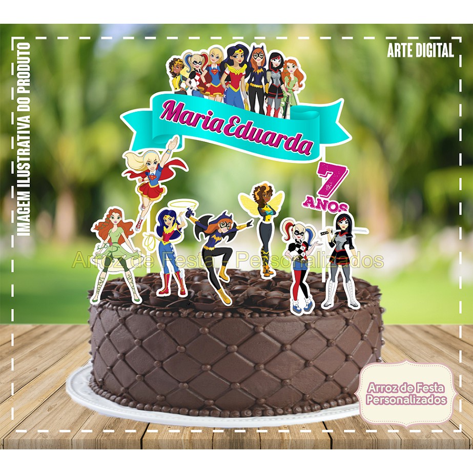 Topo de Bolo Topper de Bolo Personalizado DC Superhero girls | Shopee ...