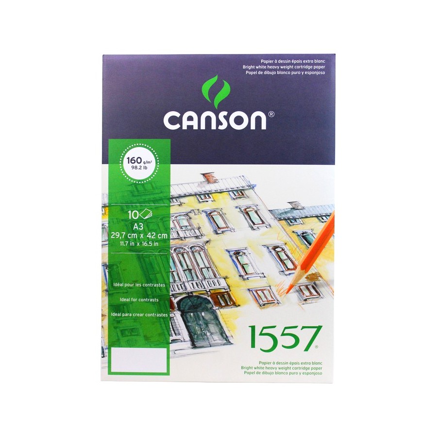 BLOCO CANSON 1557 A3 160g/m2 POCHETTE 10 FOLHAS | Shopee Brasil