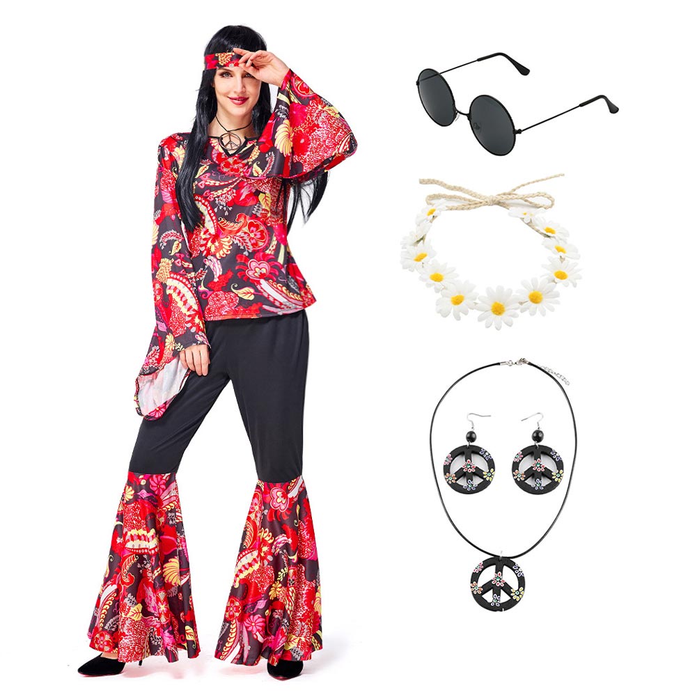 Fantasia De hippie cosplay De Halloween Dos Anos 70 | Shopee Brasil