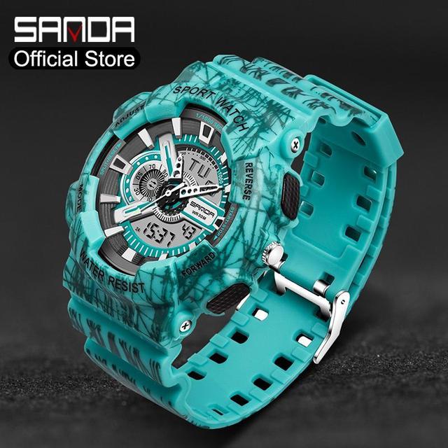 Moda Nova Marca Sanda Men's Brand Sports Watch G Style Shock Military Army Men Camuflagem De ...