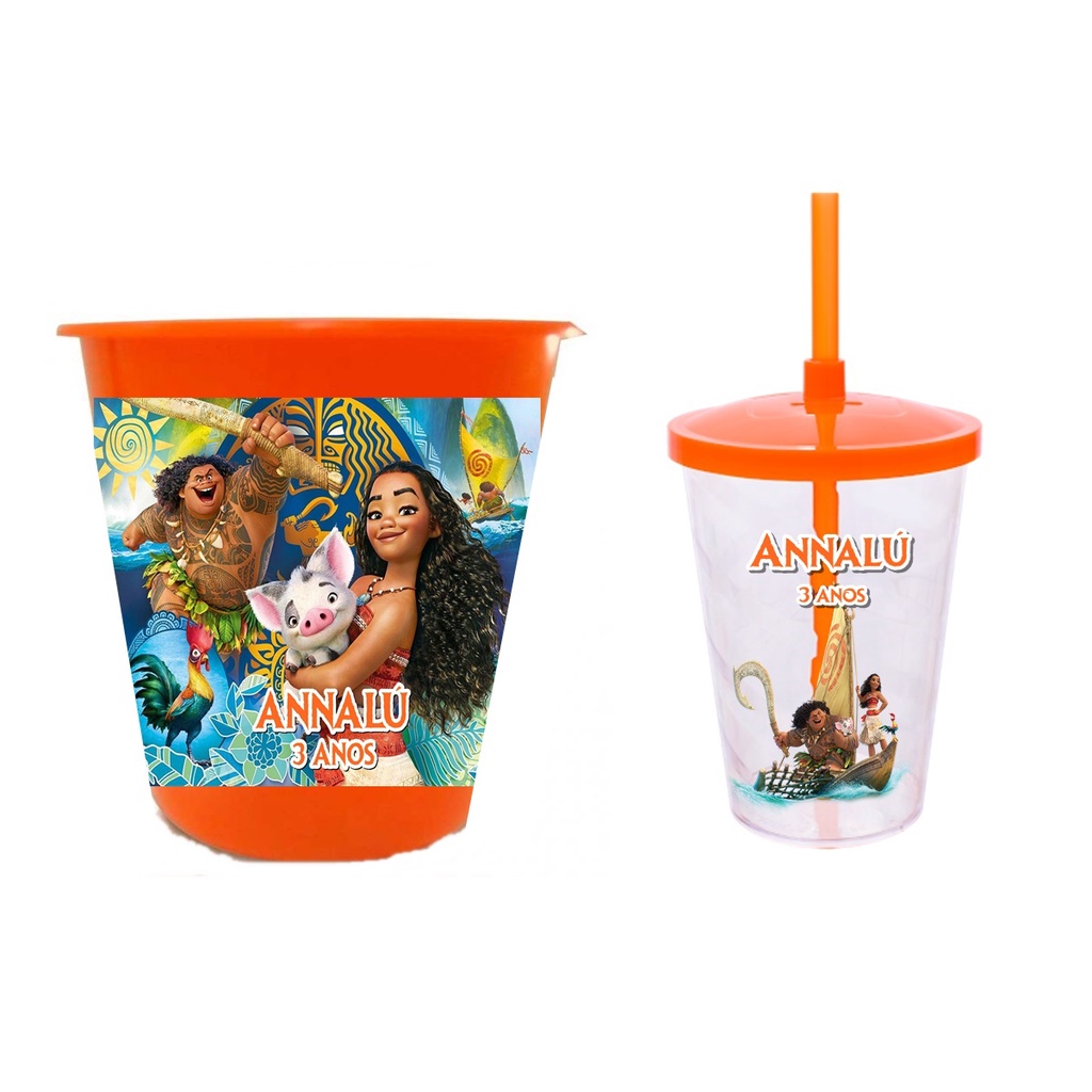 30 Baldes De Pipoca + 30 Copos Twister Kit Personalizado Tema Moana ...