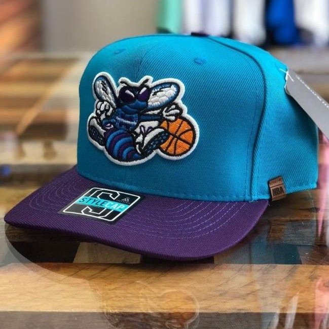 Boné Charlotte Hornets nba retrô snapback ajustável aba reta semi curva ...