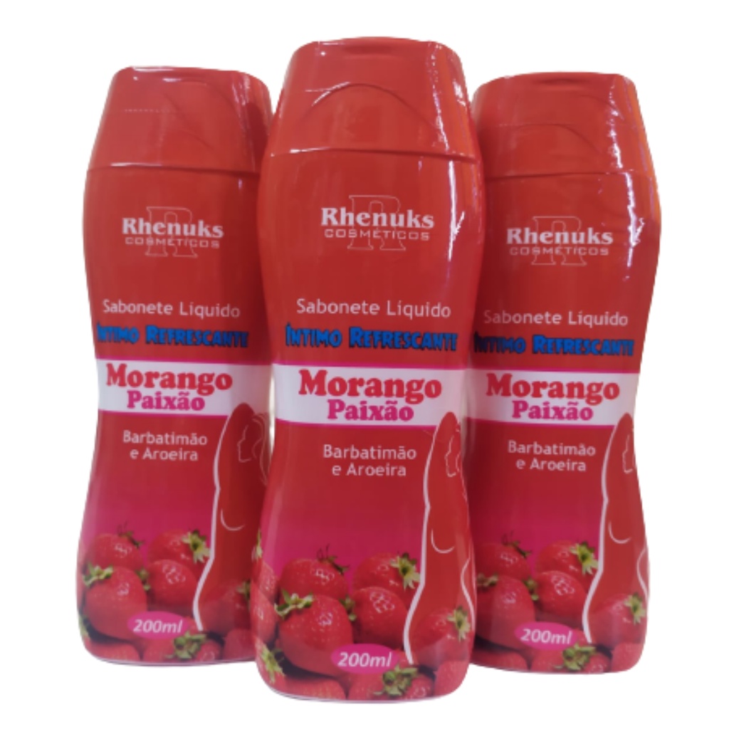 Kit 3 Sabonete Liquido Intimo Morango Paixão Rhenuks | Shopee Brasil