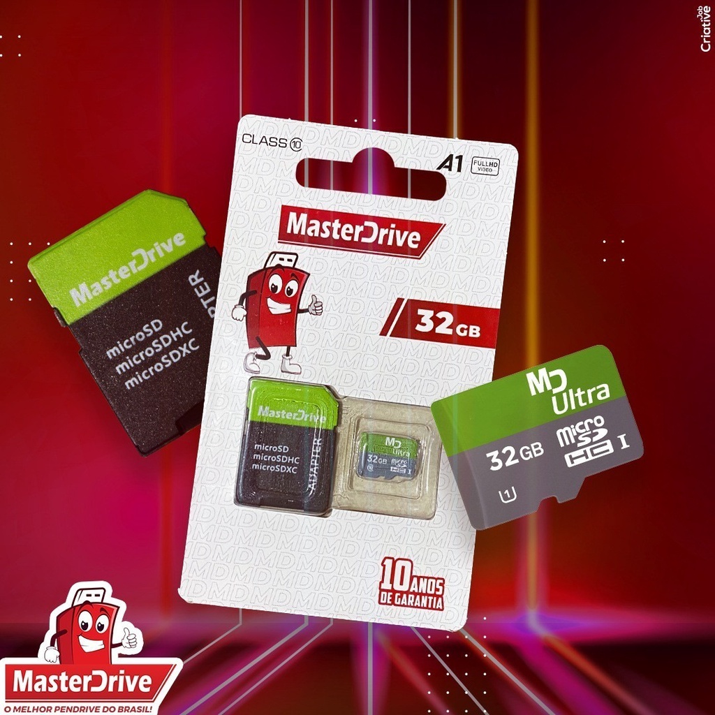 Cartão De Memória Classe 10 Com Adaptador Masterdrive | Shopee Brasil