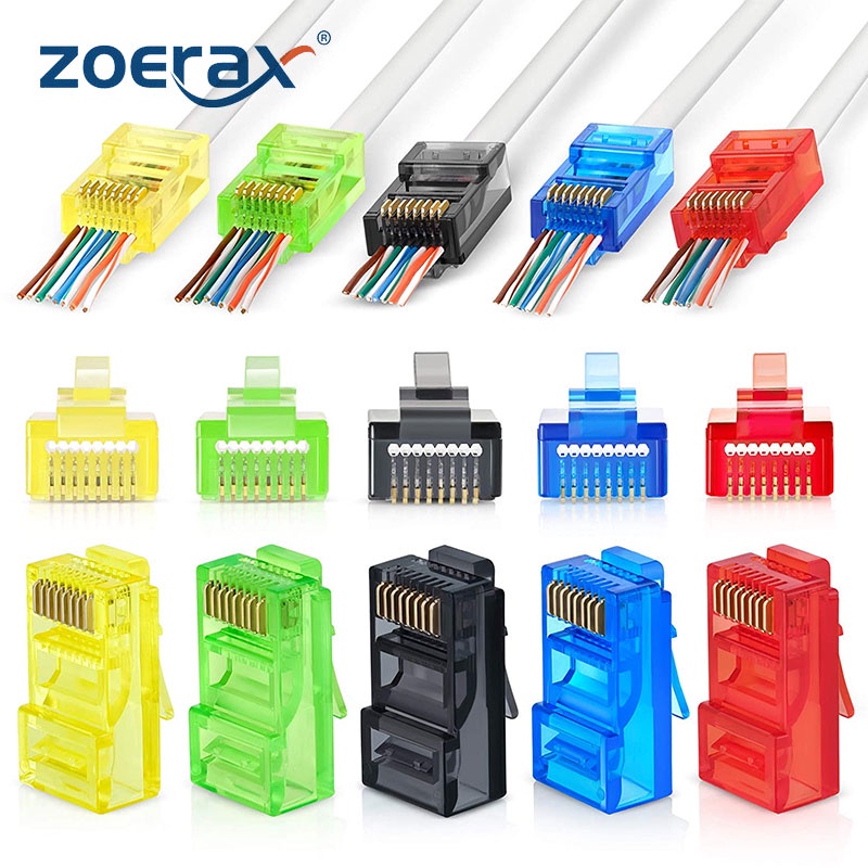 RJ45 Cat6 Pass-Através De Conectores , Cores Sortidas , EZ Para Crimp ...
