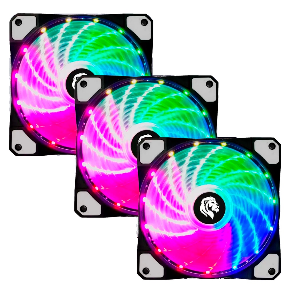 Kit 3 Cooler Gamer Fan Master Led RGB Hayom Molex 12X12CM - Setup Gamer ...