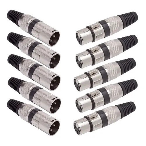 Kit 10 Plugs Conector Xlr Canon Macho/femea Microfone Dmx | Shopee Brasil