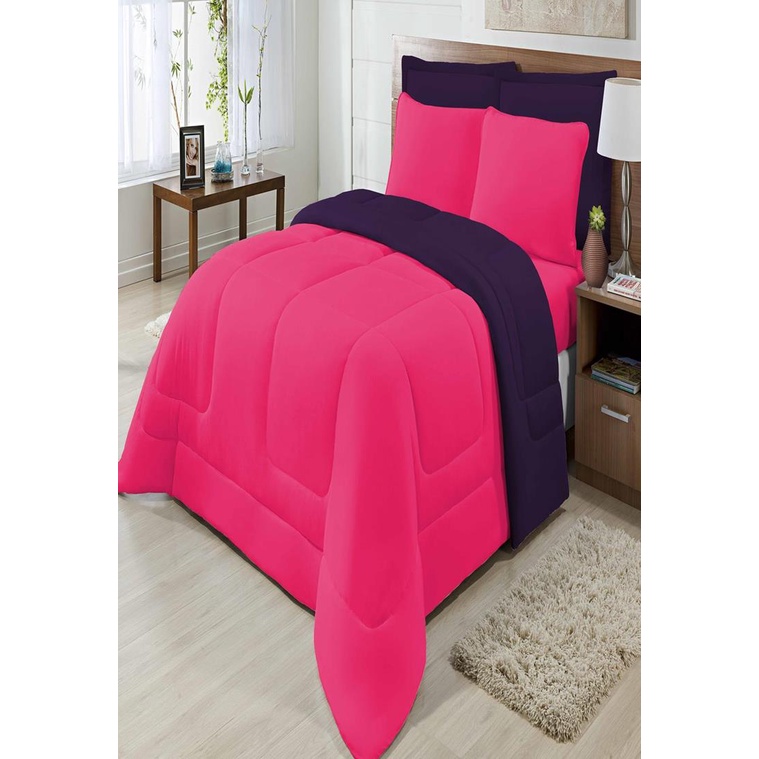 Edredom King Dupla Face 2,50m x 2,90m Pink/Roxo | Shopee Brasil