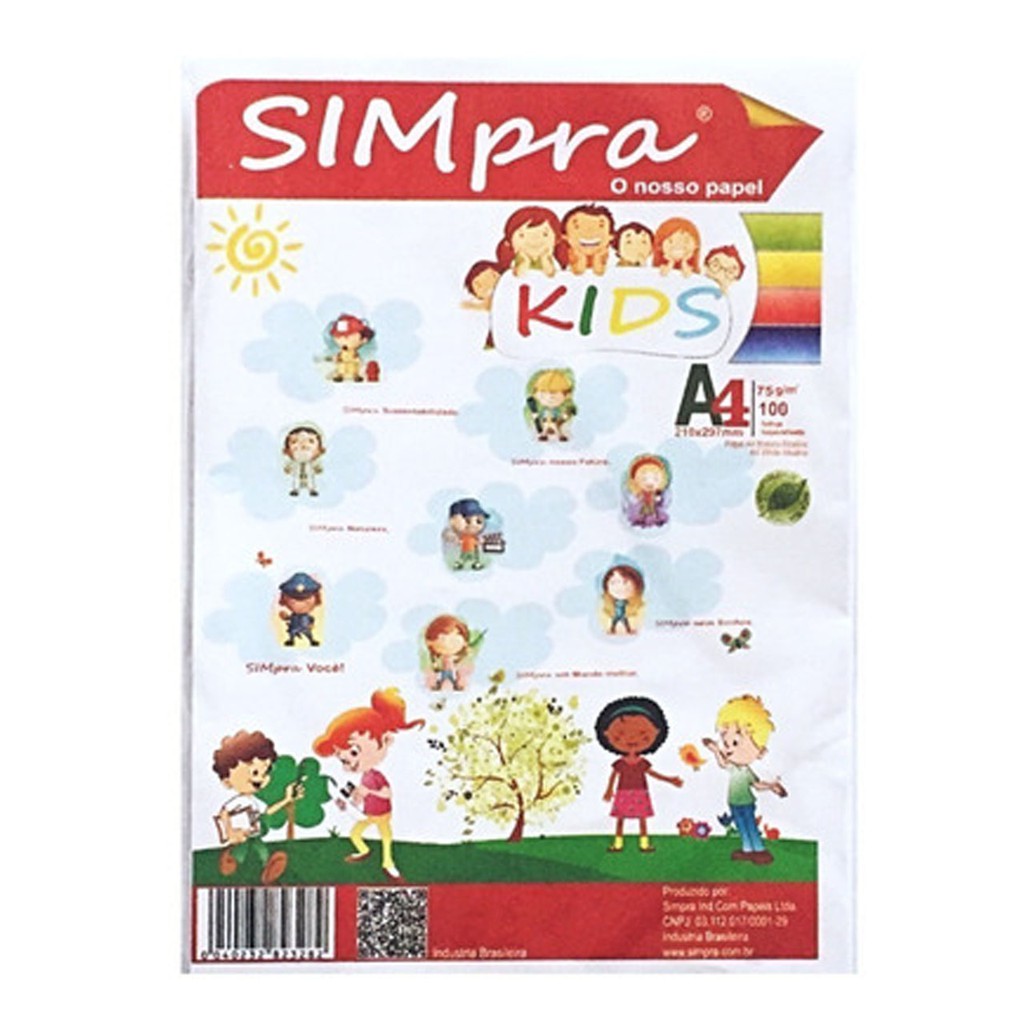 Papel Sulfite SIMpra Branco A4 75g 210mmx297mm pacote com 200 folhas ...