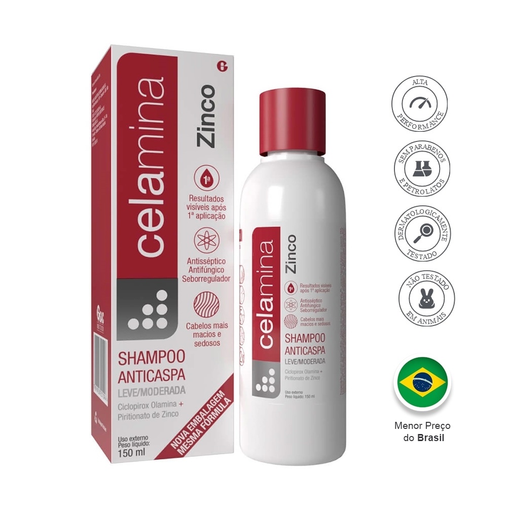 Shampoo Anticaspa Celamina Zinco - 150ml | Shopee Brasil