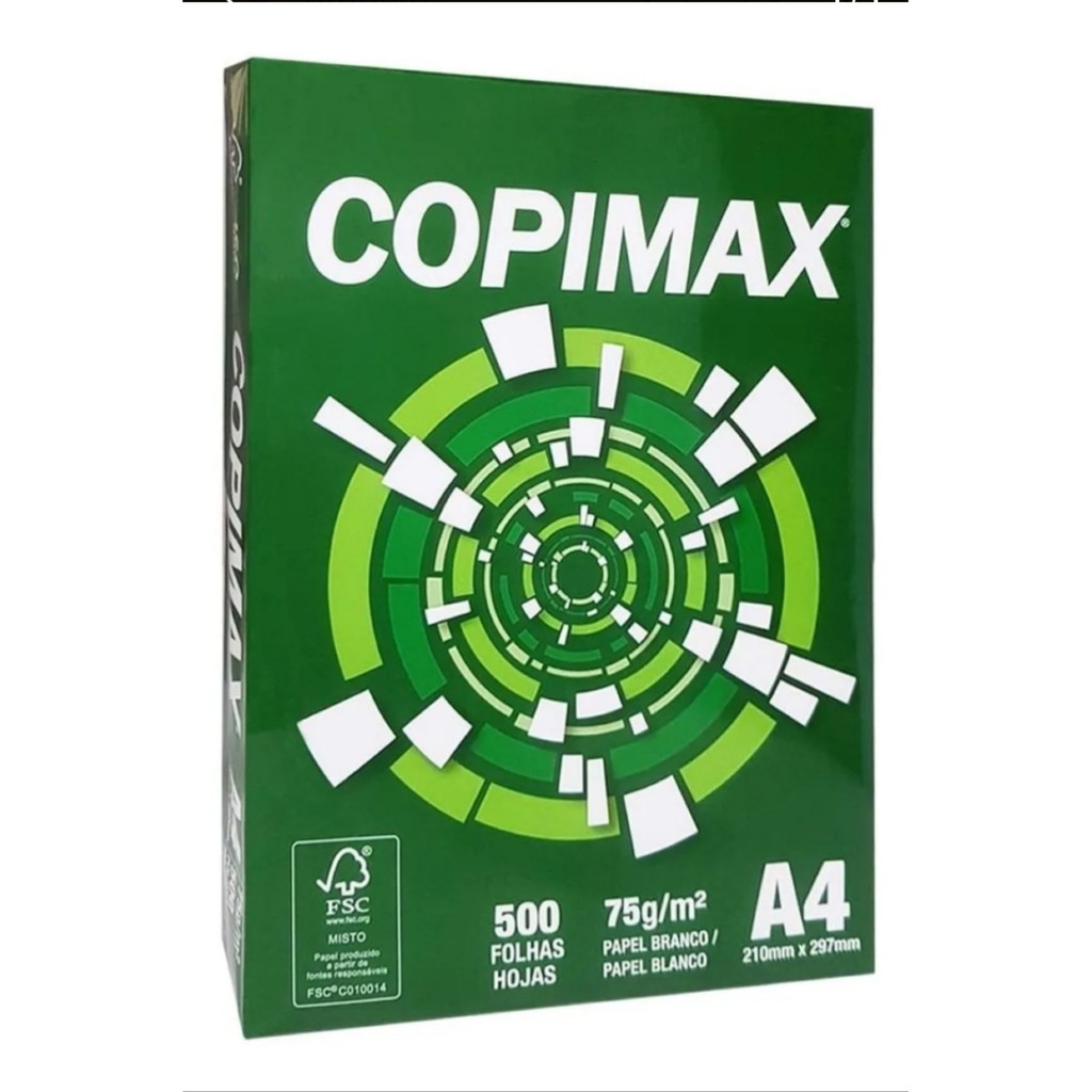 Papel A4 COPIMAX, Branco 75g 500 folhas | Shopee Brasil