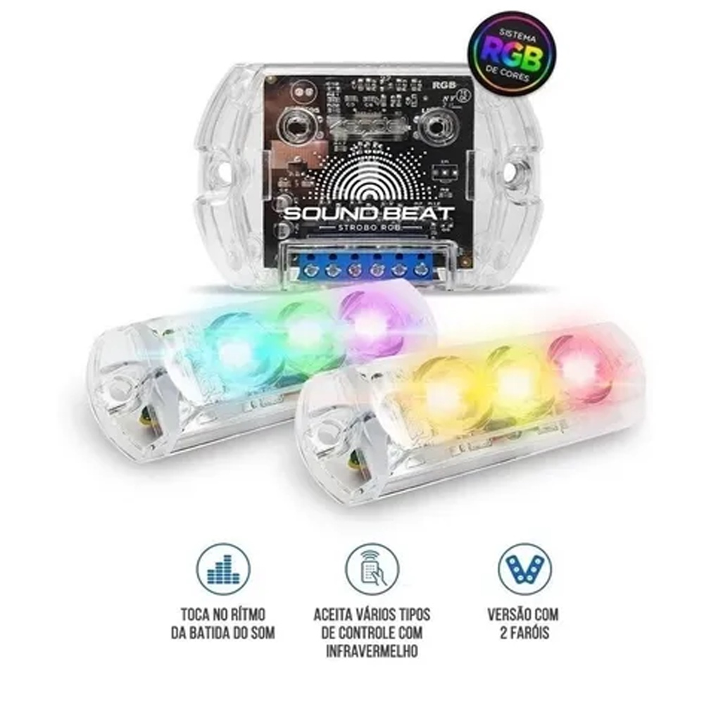 Kit Strobo Led Color Luzes Rgb Sound Beat V2 Zendel Efeitos / 4118 ...