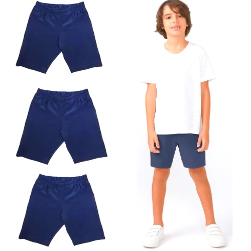 3 Shorts Escolar Masculino infantil Bermuda Tactel - Escolar, Uniforme ...