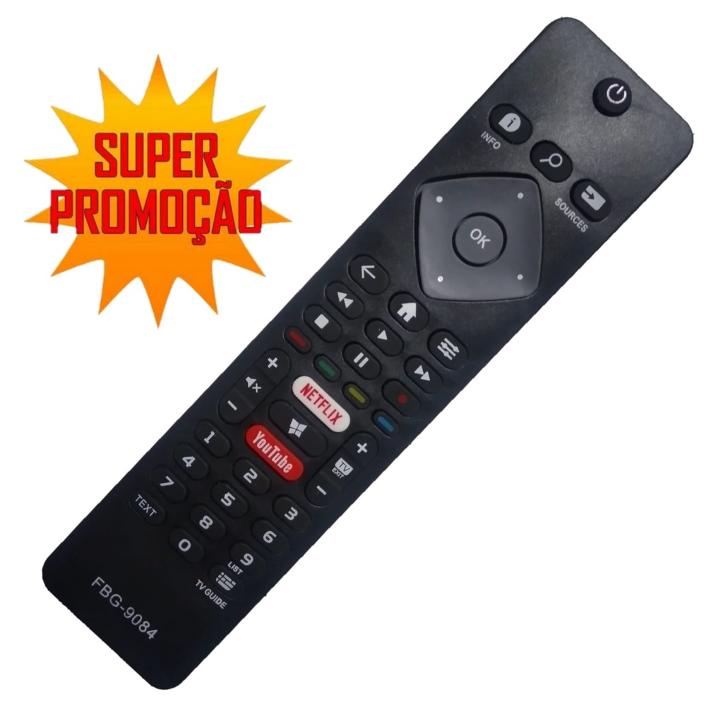 Controle Remoto Smart TV Philips Youtube e Netflix - 9084 | Shopee Brasil