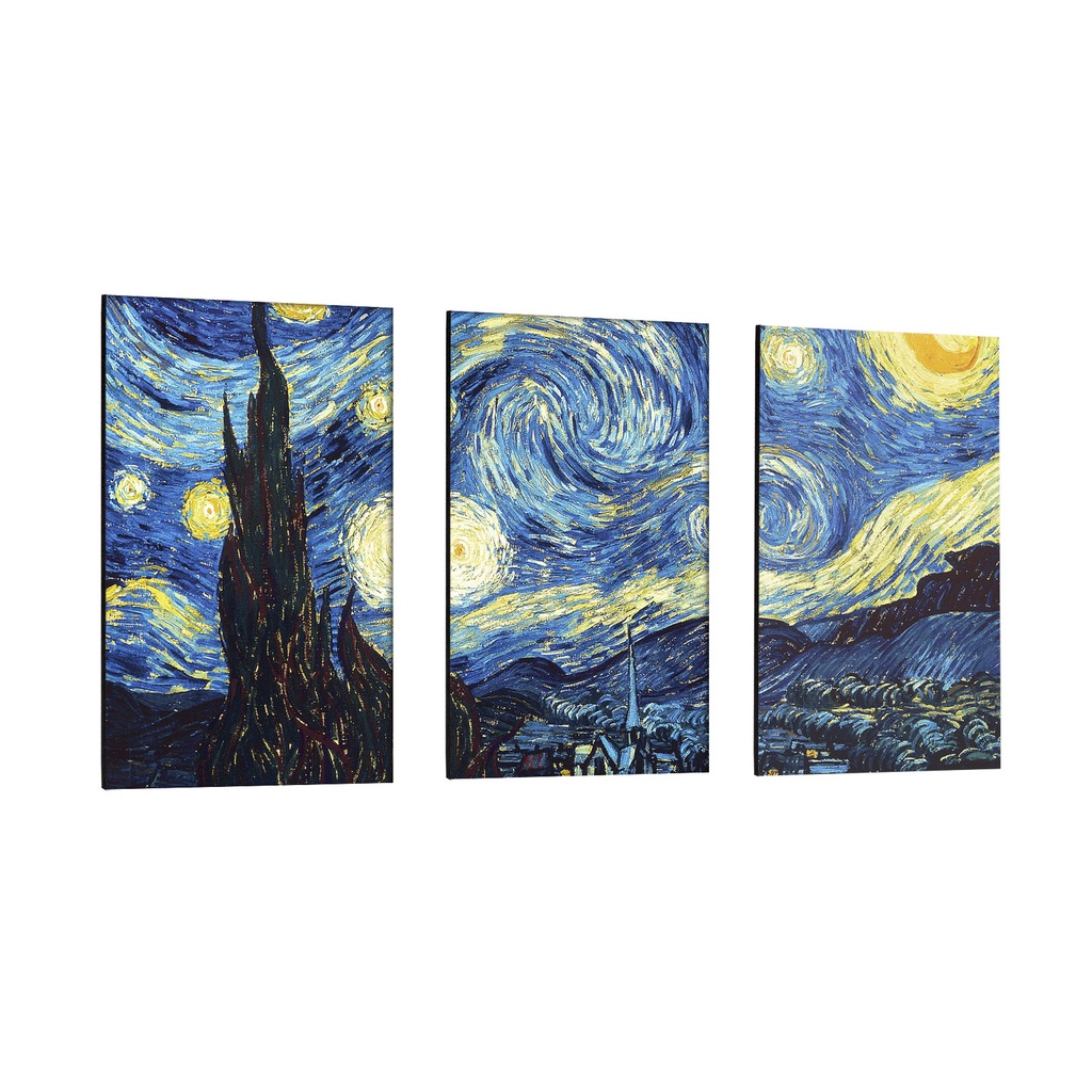 Kit Quadros Placas Decorativos Obras A Noite Estrelada Vincent Van Gogh ...
