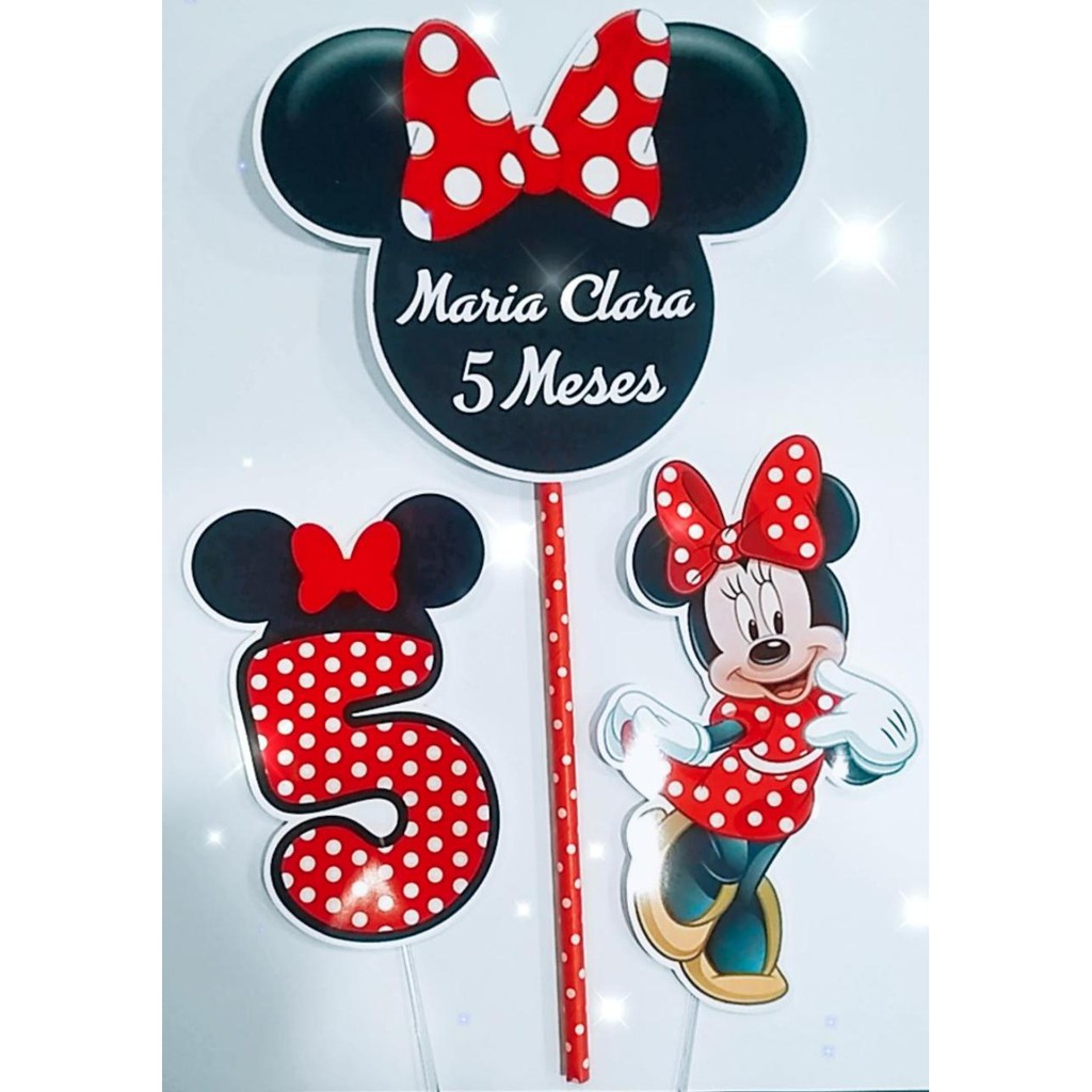 Topo Topper de Bolo Personalizado Minie | Shopee Brasil