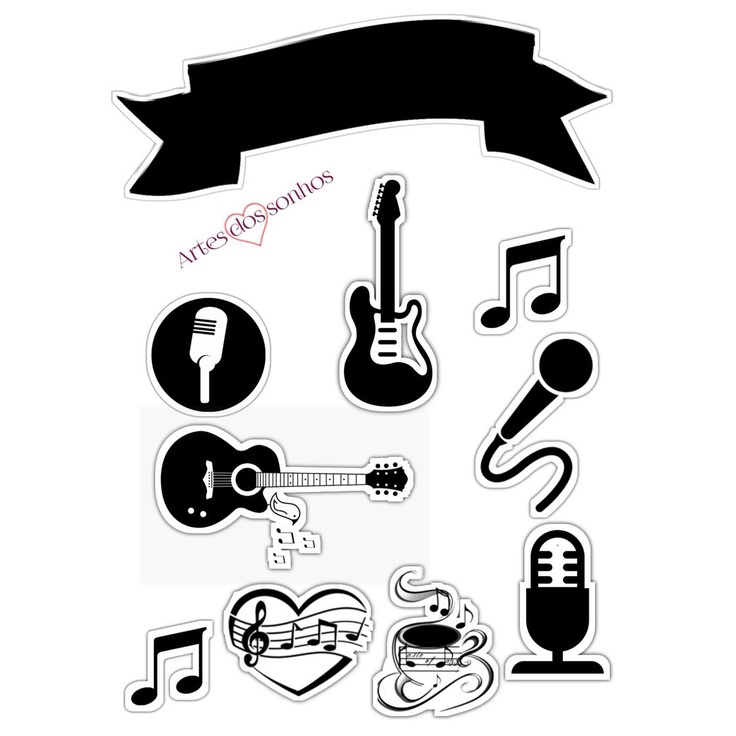 Topo Topper Bolo MUSICA Cortado Colado ENVIO IMEDIATO Personalizado ...
