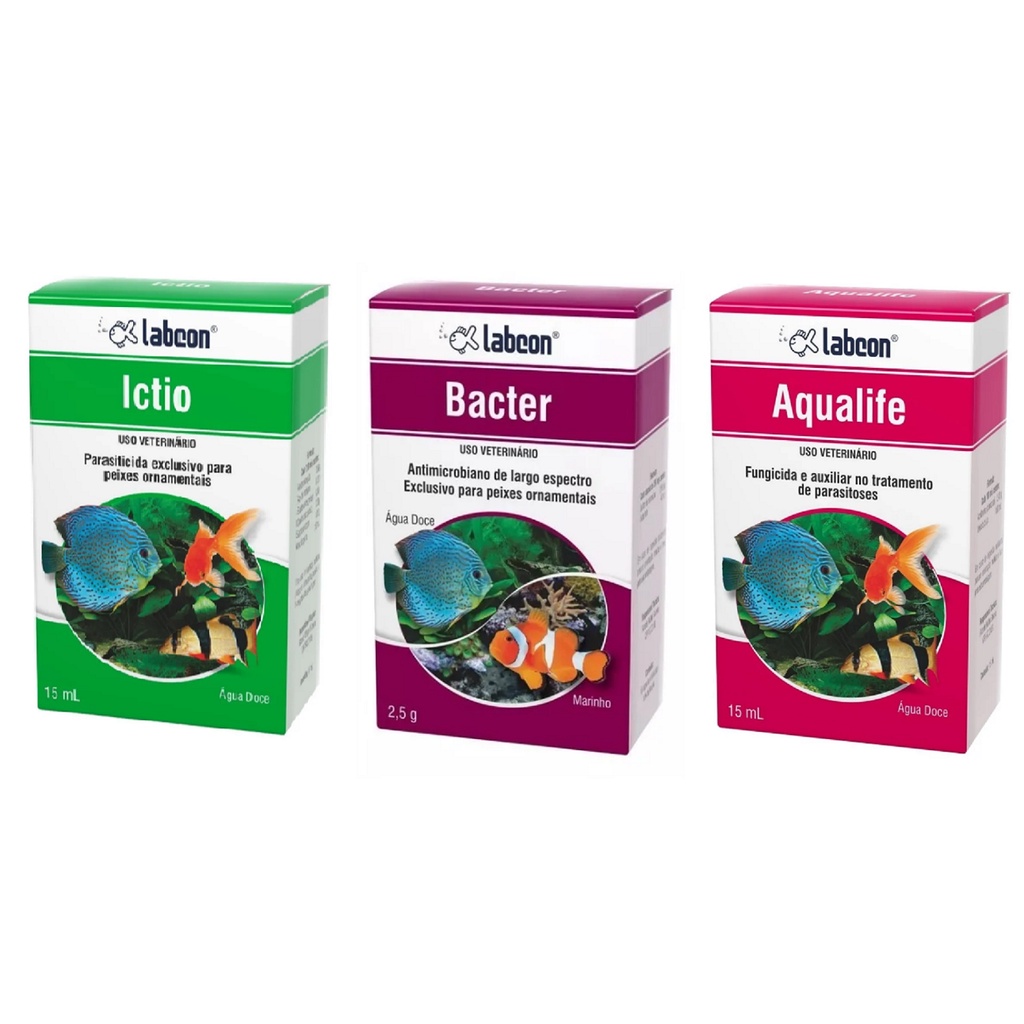 Kit Alcon Labcon Aqualife + Ictio + Bacter - Faz a Boa!