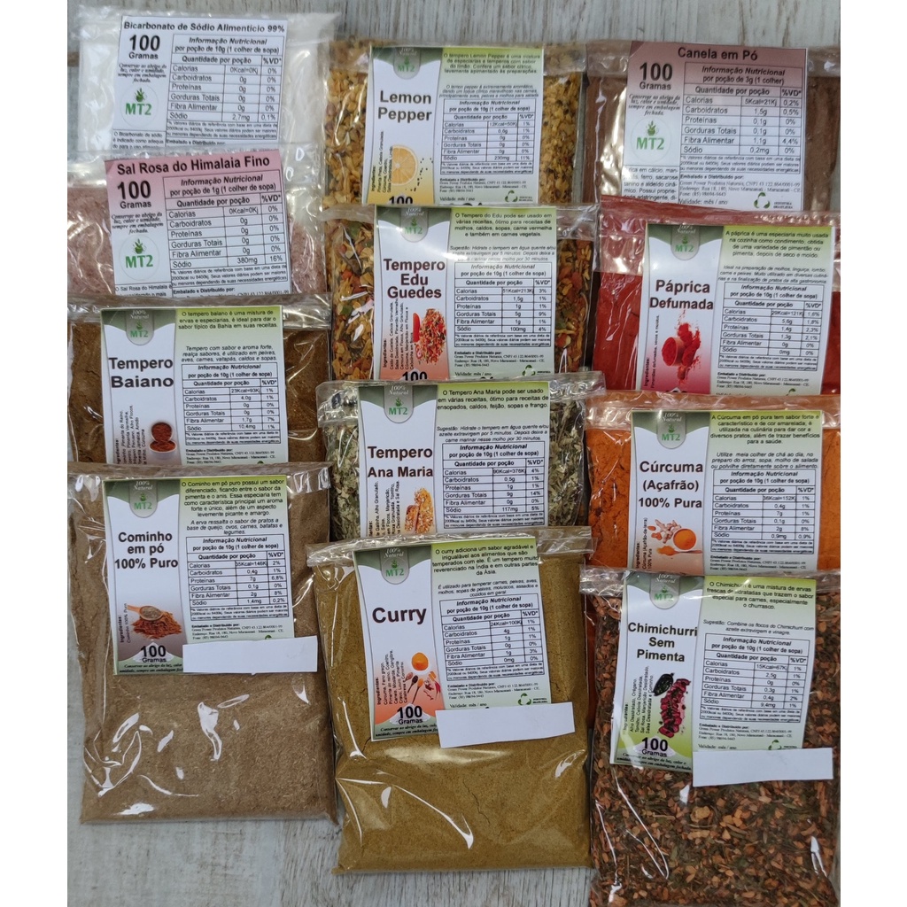 Temperos Condimentos e Especiarias de 100g cada pacote/Edu Guedes ...
