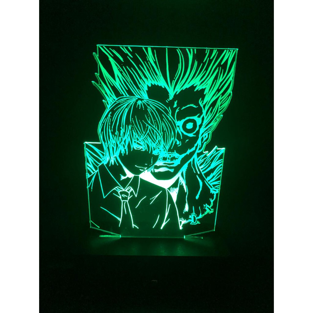Luminária Led 3D, Death Note, L, Death, Note, 16 cores, Anime, Geek ...