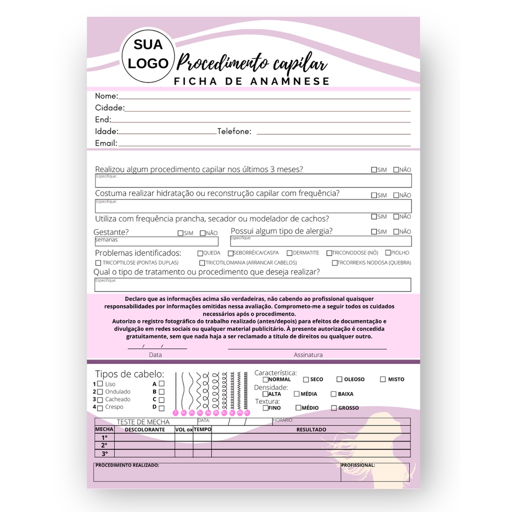 Ficha Bloco De Anamnese PERSONALIZADO Checklist Capilar Cabeleireiros ... Ficha Bloco De Anamnese PERSONALIZADO Checklist Capilar Cabeleireiros ...