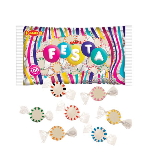 100 unds Bala Sams Festa Colorida 500g | Shopee Brasil