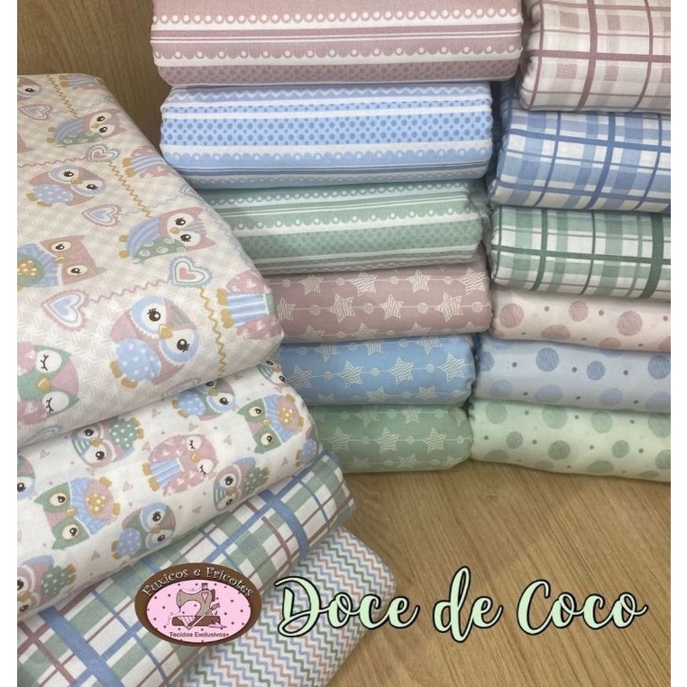 Tecido Tricoline 100% algodão - Coleção Doce de Coco - Fuxicos e ...