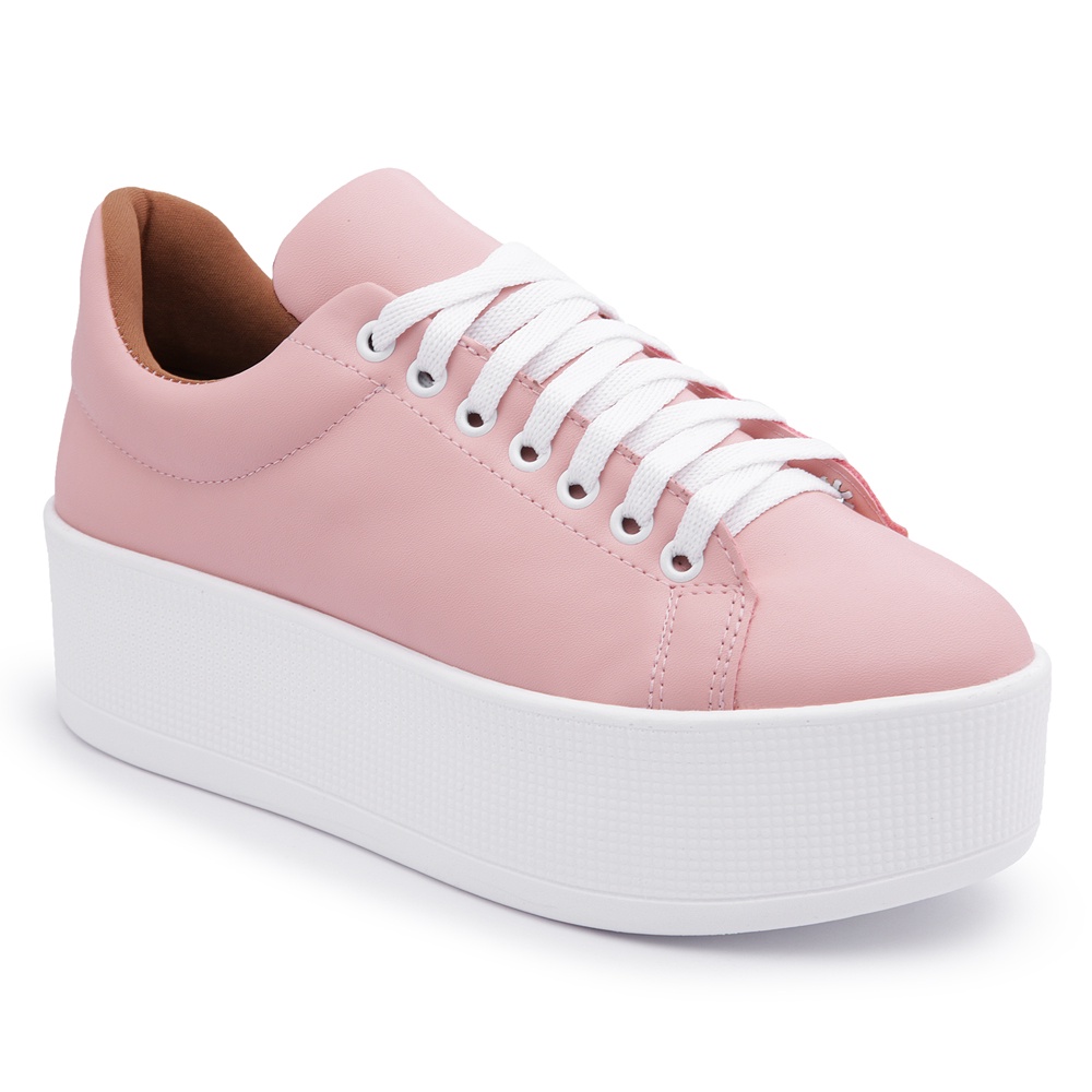Tenis Feminino Plataforma Sapatenis Tendência Rosa Sola Alta Fashion Blogueira | Shopee Brasil