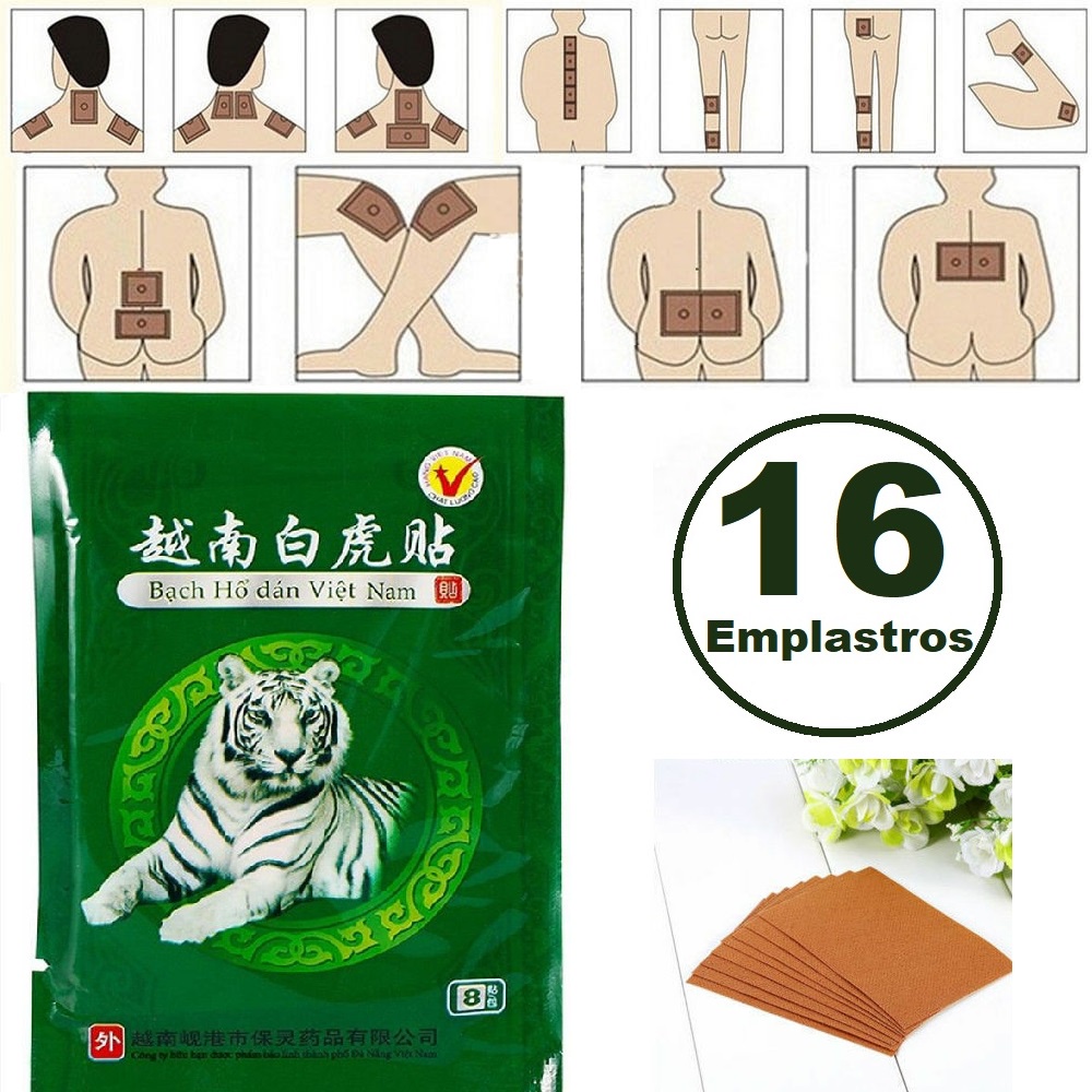 (Original Tiger Balm) - 16 Salonpas Emplastro Tigre Branco Alívio das ...