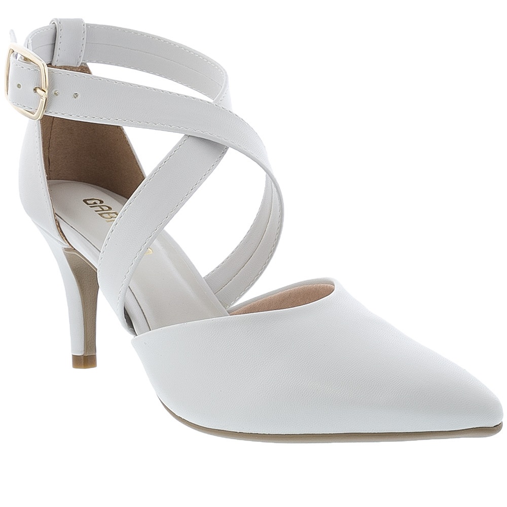 Scarpin Gabriela Aberto Salto Fino Tiras Cruzadas Off White | Shopee Brasil