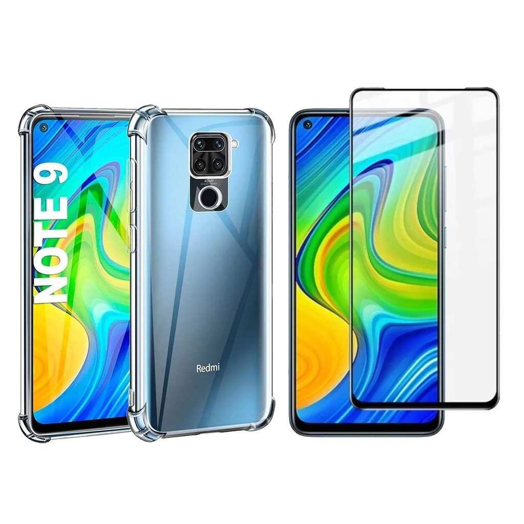 Kit Para Redmi Note 9 Capa Anti Impacto Película 3d De Vidro Full