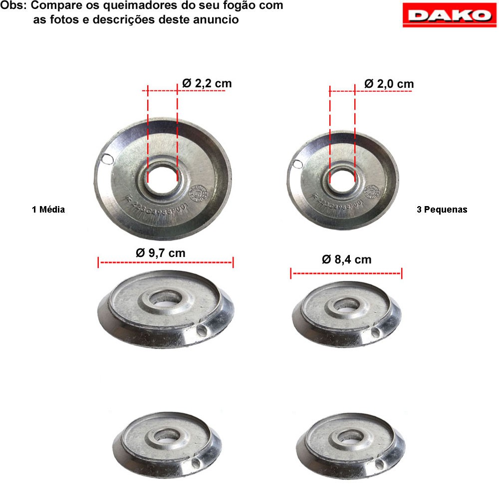 KIT BACIAS EM ALUMINIO PARA FOGÕES DAKO CIVIC 4 BOCAS | Shopee Brasil