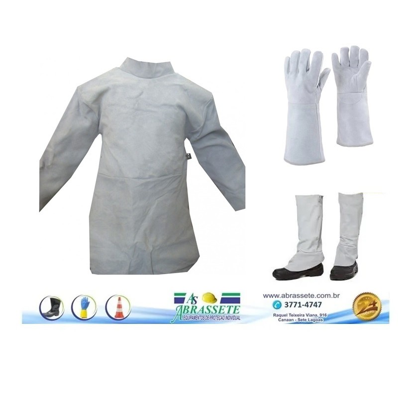 Kit Soldador Avental Manga Raspa + Luva Térmica + Perneira | Shopee Brasil