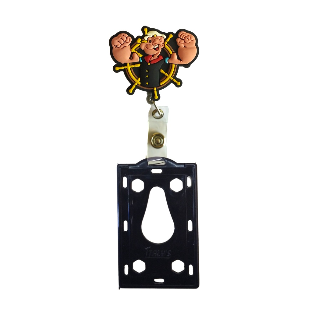 Kit Porta Crachá Retrátil Personalizado Popeye + Porta Cartão Preto ...