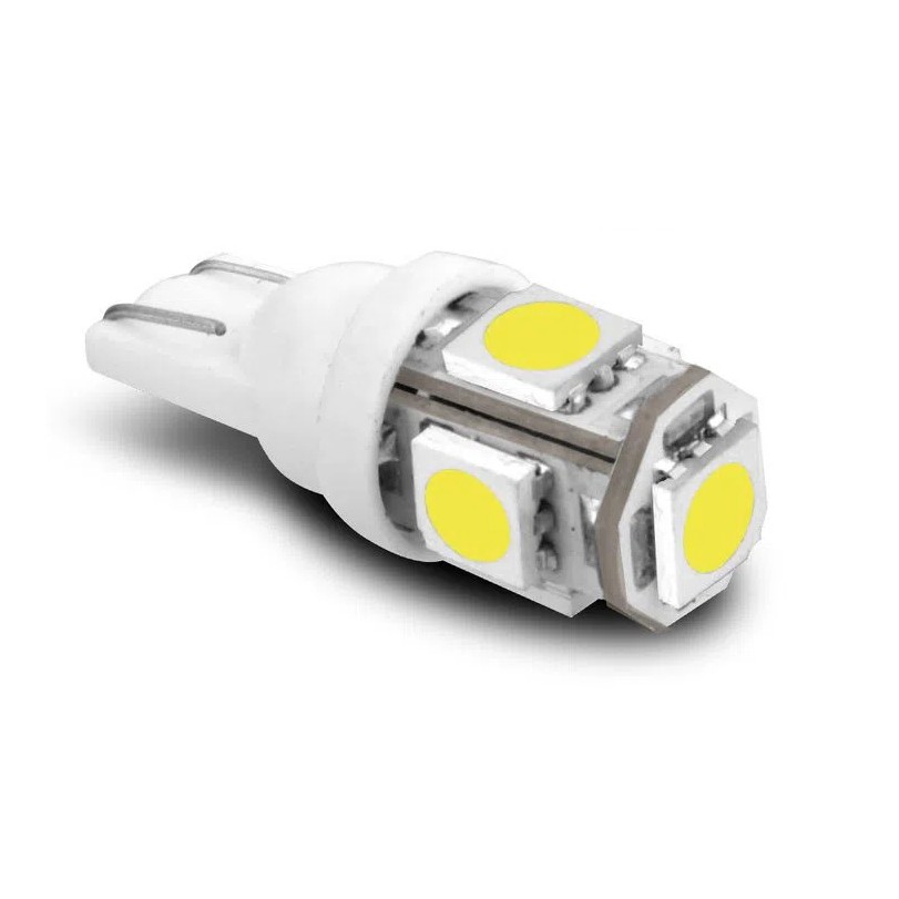 Lampada Led T10 5 Led Branco 12v W5w | Shopee Brasil