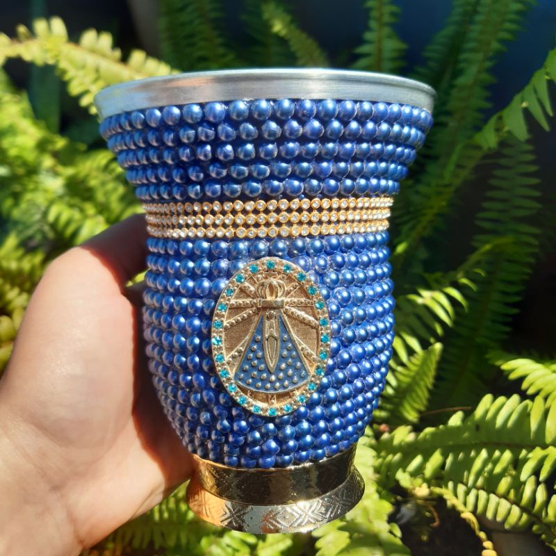 Cuia para chimarrão personalizada com pérola Nossa Senhora Aparecida ...