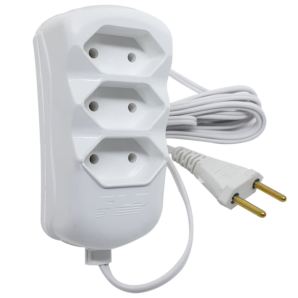 Régua Extensão Elétrica 3 Tomadas 10A 2p 127V e 250V Bivolt Cabo Paralelo 3 Metros | Shopee Brasil
