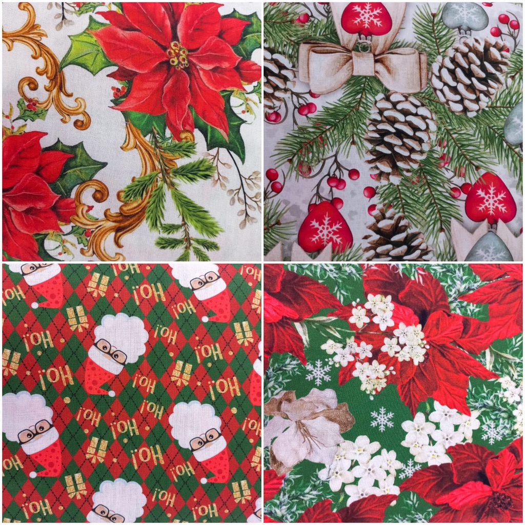 Tecido Tricoline Peripan Digital Estampas Natal 25cm x 150cm | Shopee ...