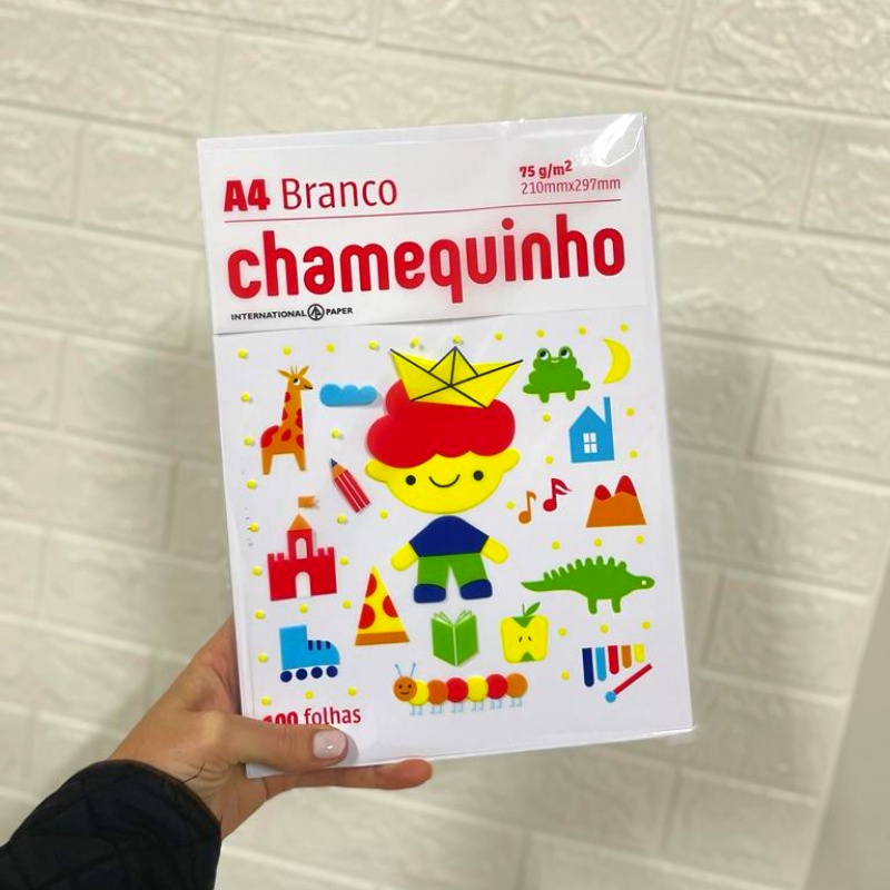 Papel sulfite A4 Chamequinho 75g 100 folhas - Chamex | Shopee Brasil