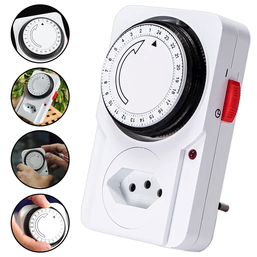 Timer Temporizador Mecânico Analógico De Tomada Bivolt | Shopee Brasil