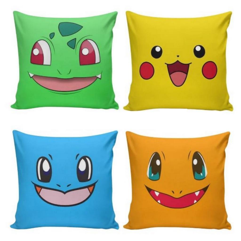 KIT 4 Almofadas Pokemon Presente Personalizado Decoracao Quarto / Sofa ...